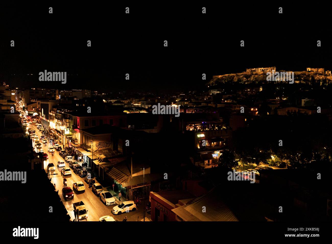 View by night of the Acropolis of Athens, Athens, Greece - June 2024 ...