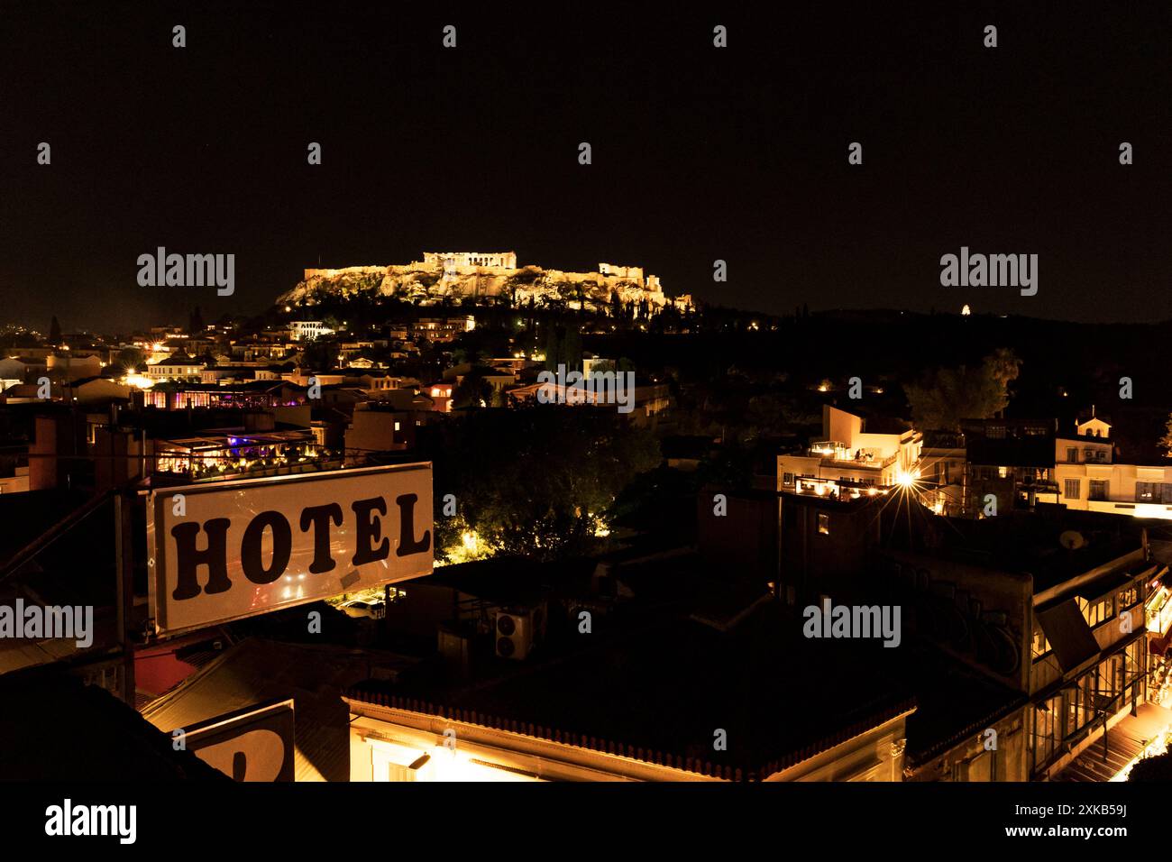 View by night of the Acropolis of Athens, Athens, Greece - June 2024 ...