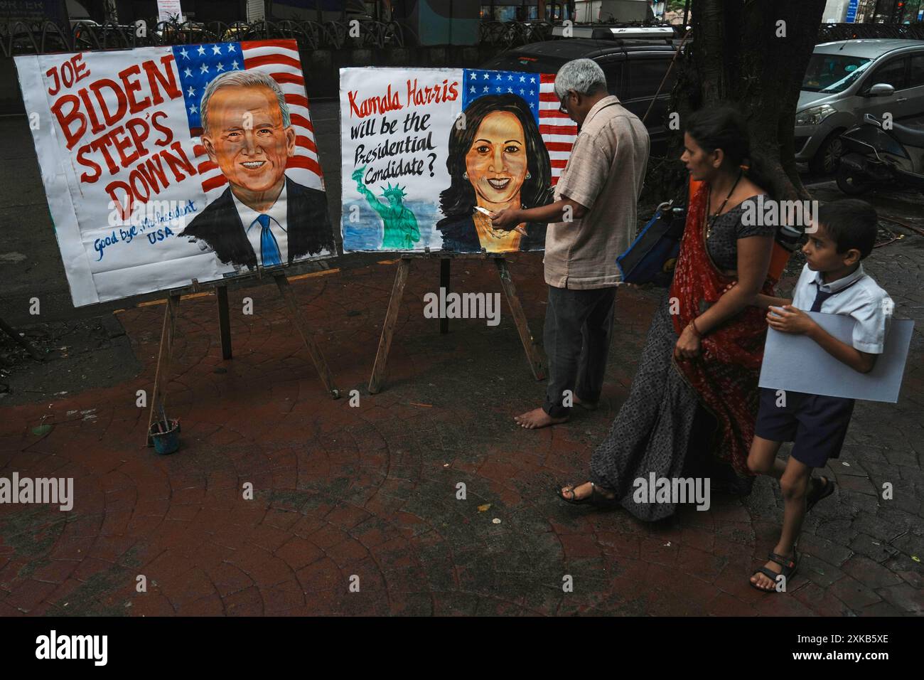 Indian art teacher Prithvi Raj Kambli, makes paintings of U.S ...