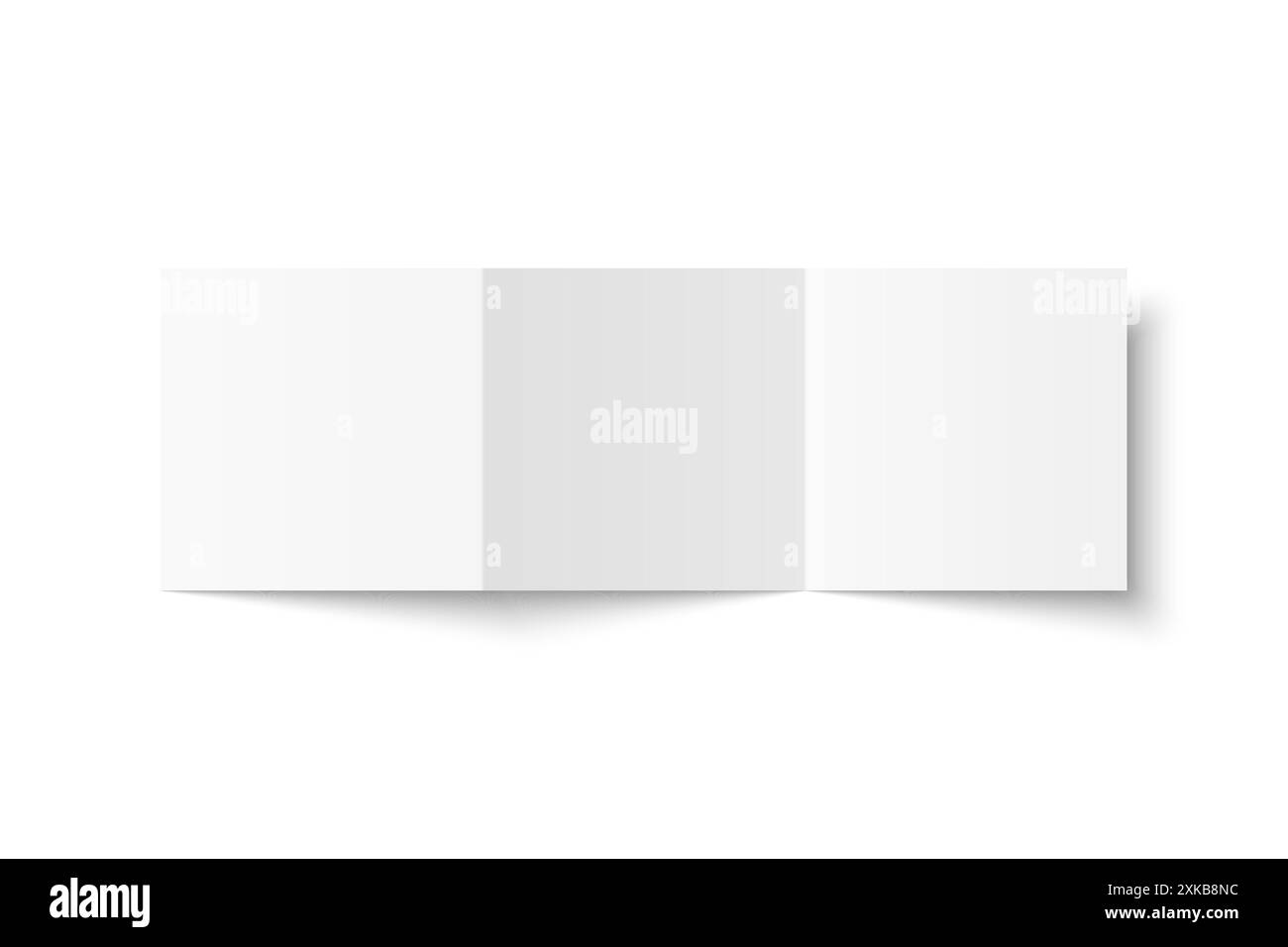 Vector white blank square three panel accordion fold opened on white ...