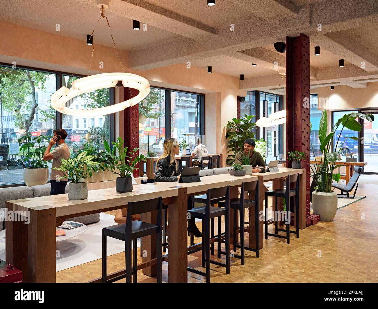 Informal work space in lounge area. The Hickman, London, United Kingdom ...