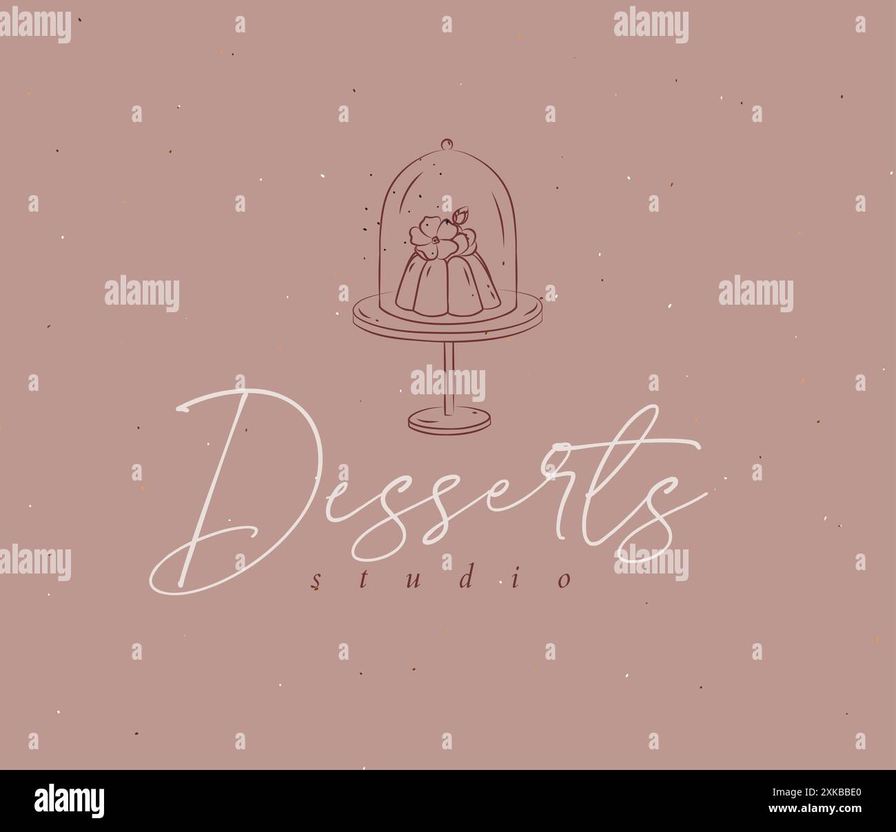 Cakes on a stand with flowers lettering desserts studio drawing on ...