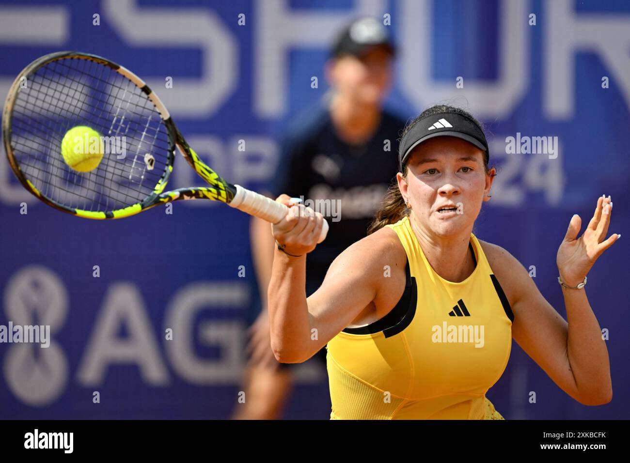 Prague, Czech Republic. 22nd July, 2024. Czech tennis player Dominika Salkova in action during ...