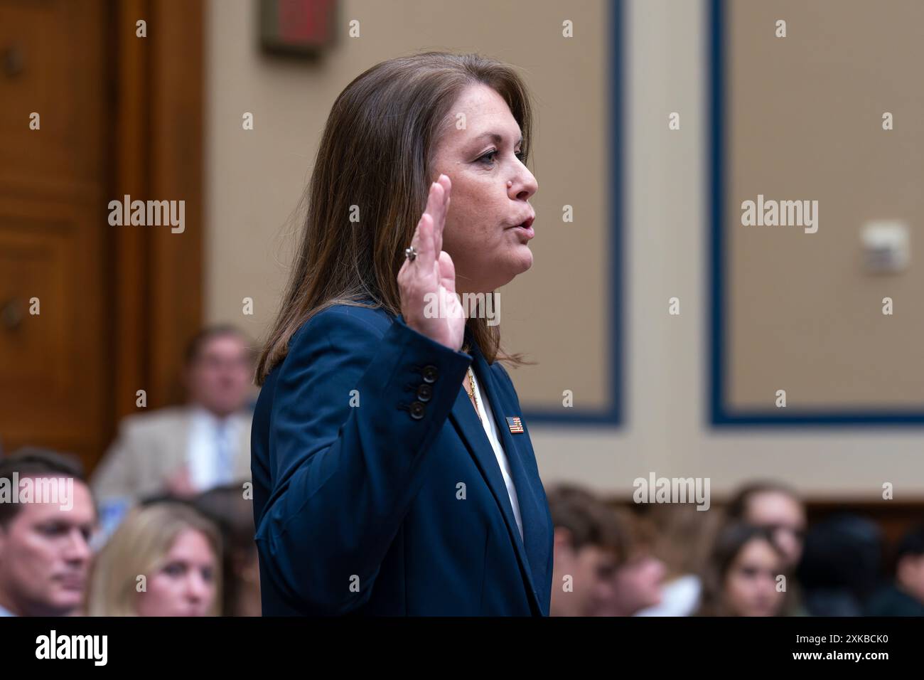U.S. Secret Service Director Kimberly Cheatle is sworn in to testify ...