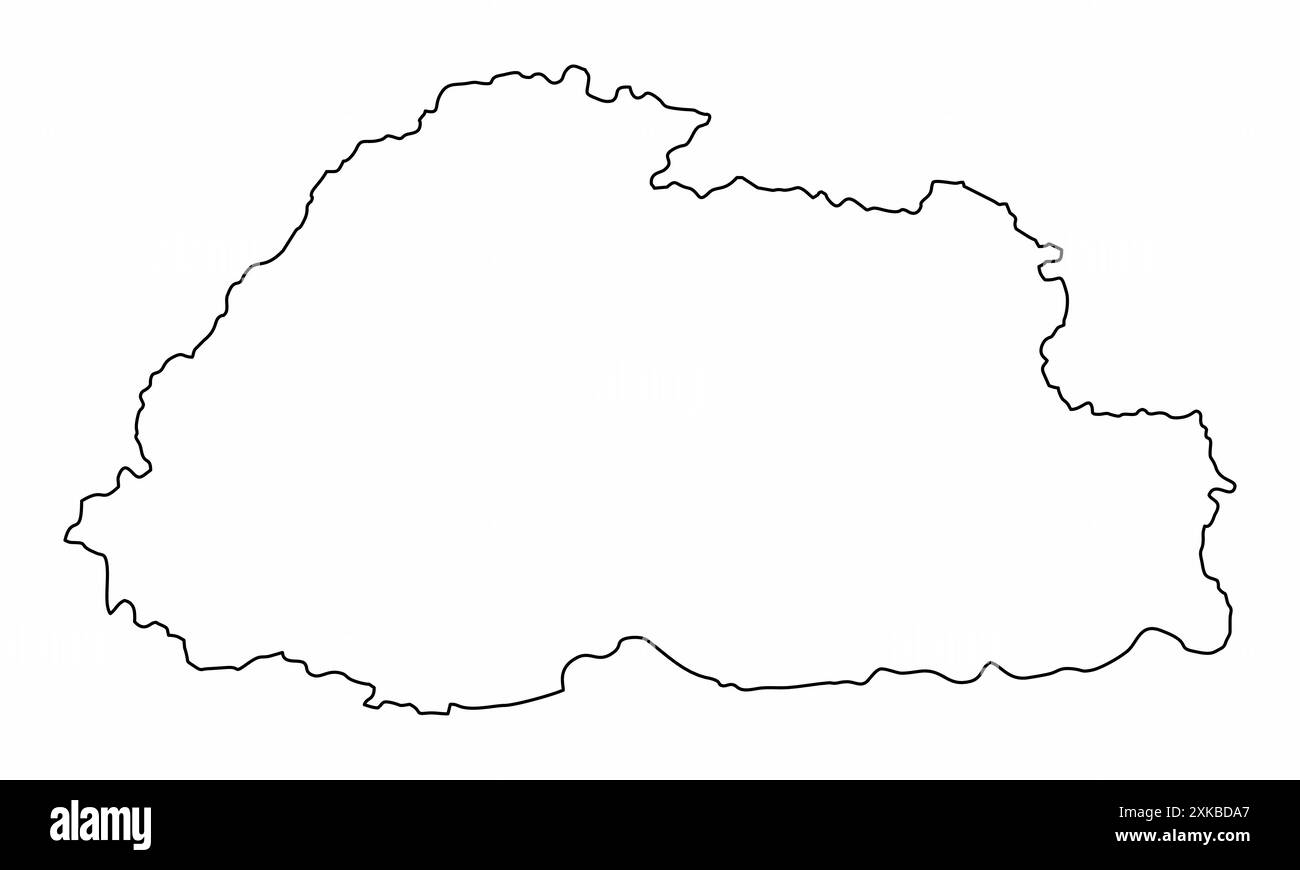 Bhutan outline map isolated on white background Stock Vector Image ...