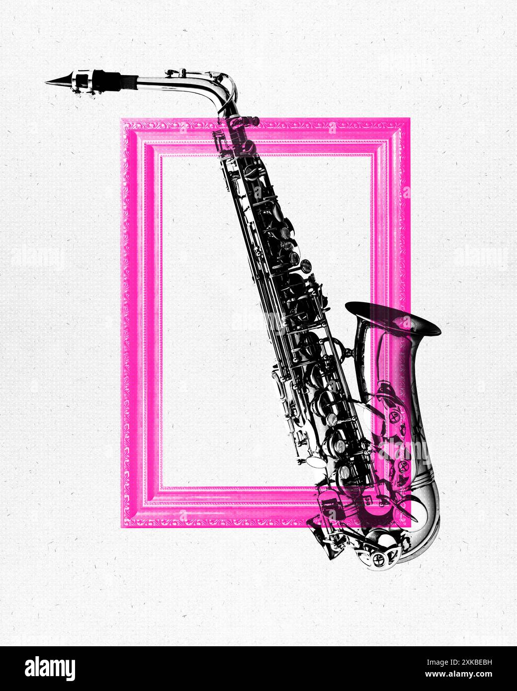 Contemporary art collage. Music has no boundaries. Black and white sax ...