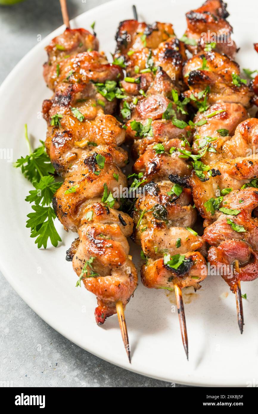 Homemade Thai Pork Skewers with Lime and Cilantro Stock Photo - Alamy
