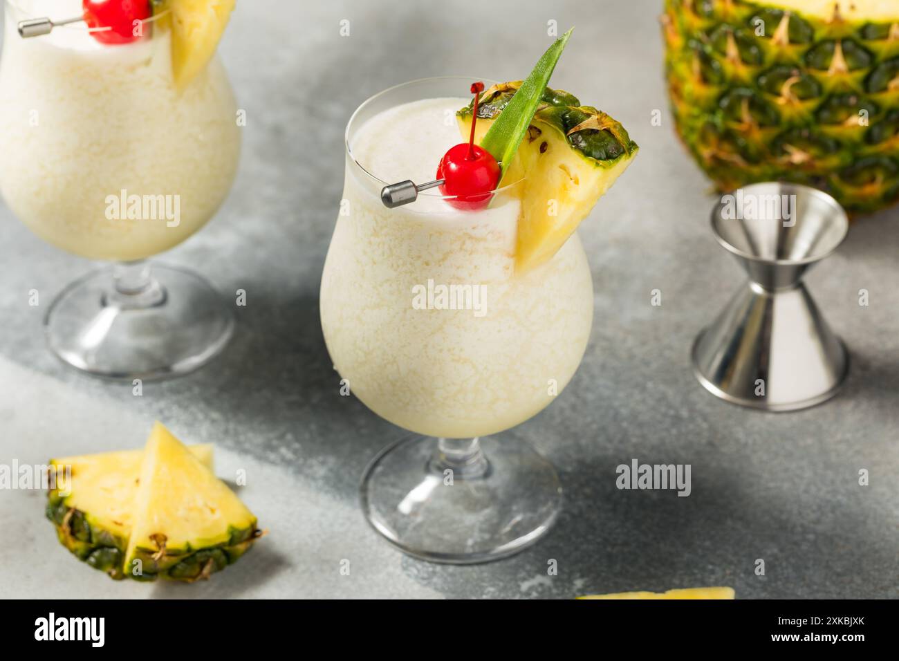 Refreshing Blended PIna Colada Cocktail with Rum and Pineapple Stock ...