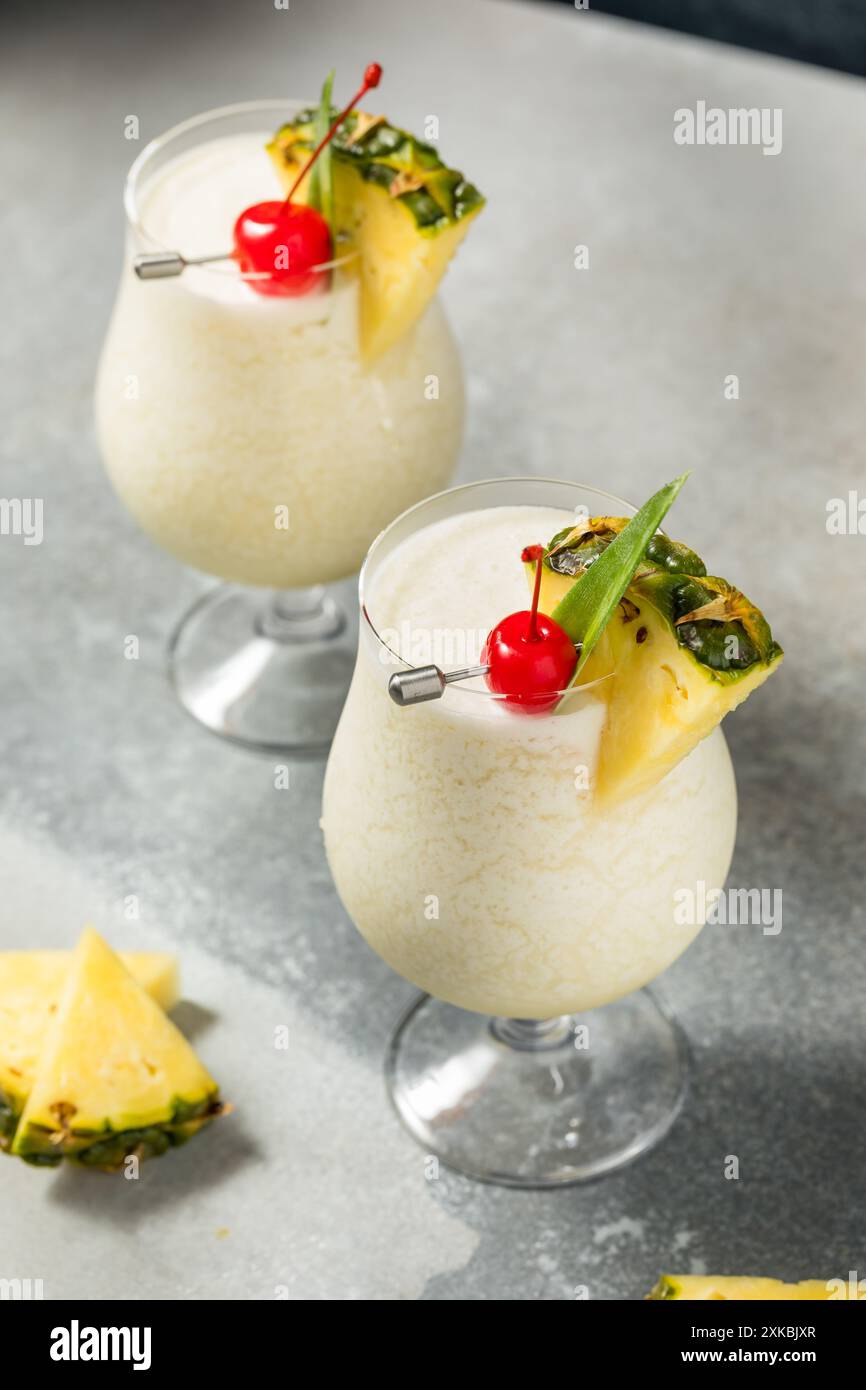 Refreshing Blended PIna Colada Cocktail with Rum and Pineapple Stock ...