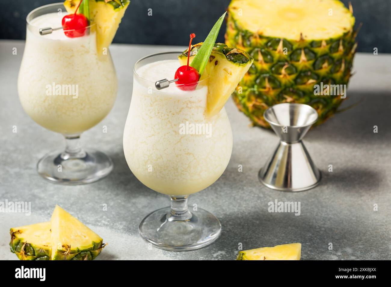 Refreshing Blended PIna Colada Cocktail with Rum and Pineapple Stock ...
