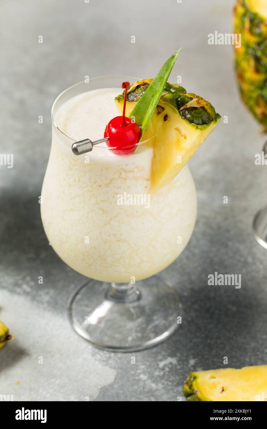Refreshing Blended PIna Colada Cocktail with Rum and Pineapple Stock ...