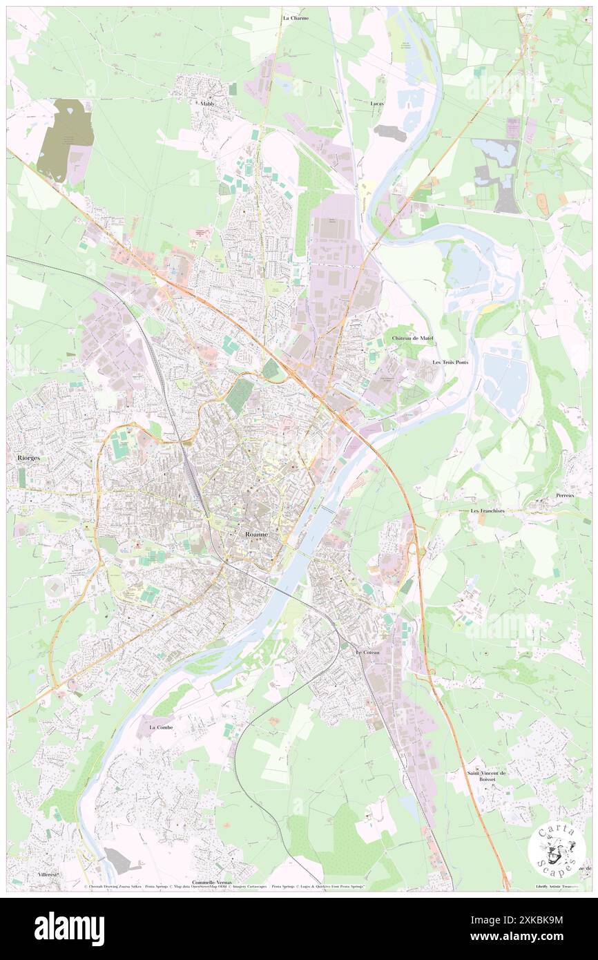 Map of roanne Cut Out Stock Images & Pictures - Alamy