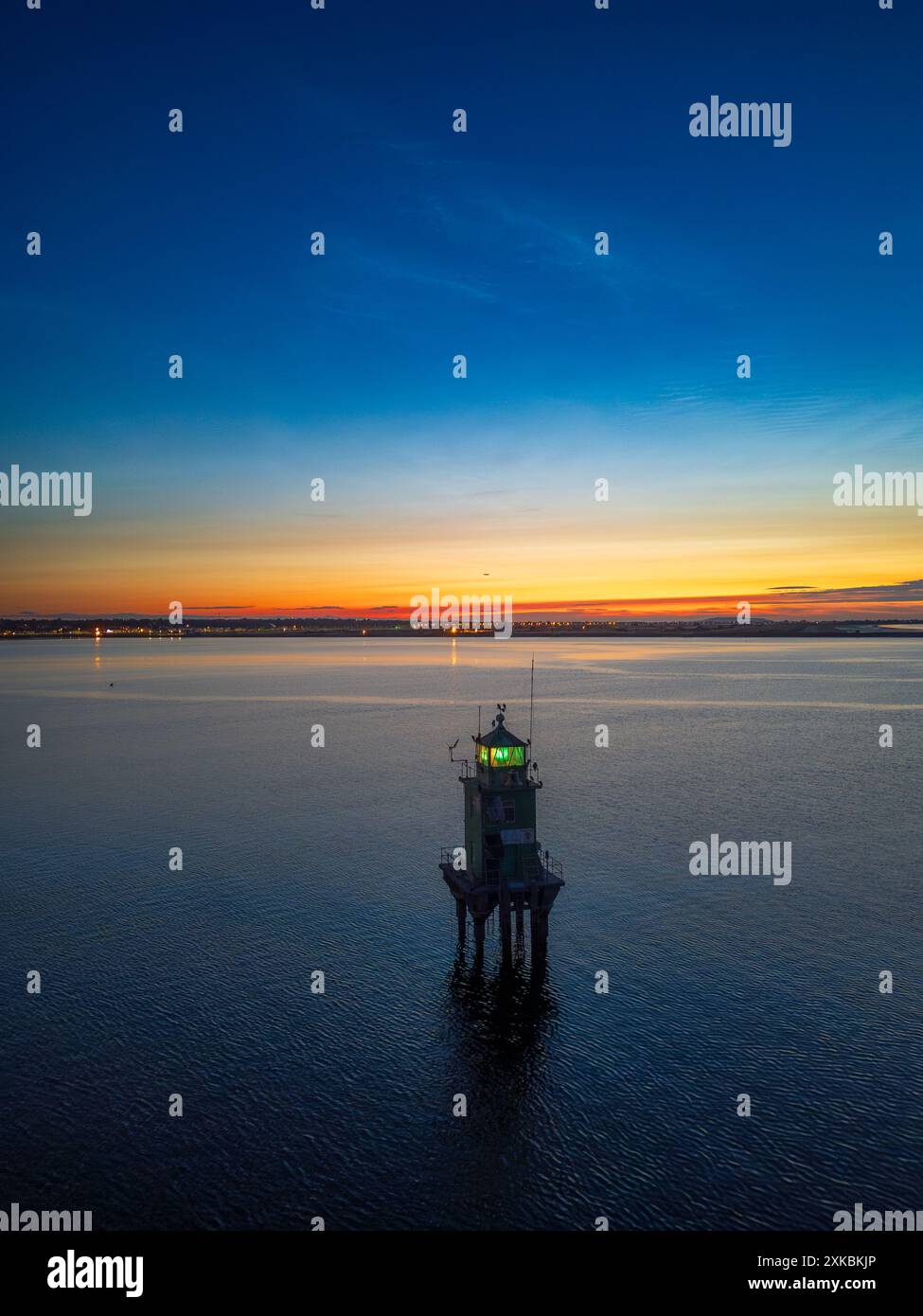Faint noctilucent clouds over North Bank Lighthouse as dawn approaches ...