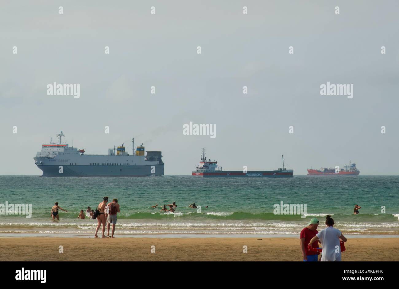 Cargo ship Melusine arriving and cargo ship Laurierborg leaving the ...