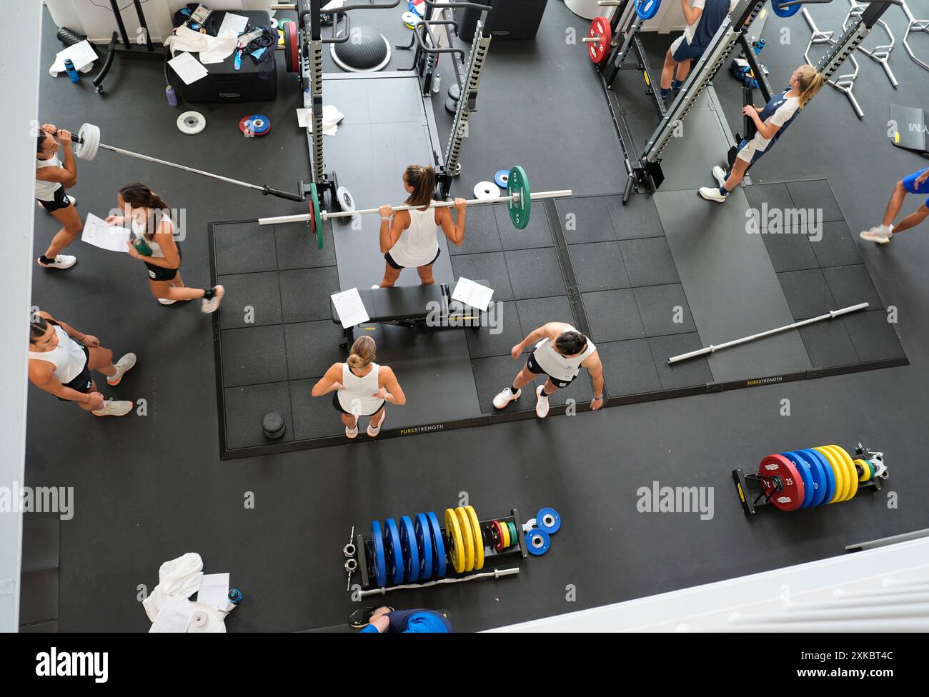 Athletes from the Argentinean Olympic team workout in the gym in the ...