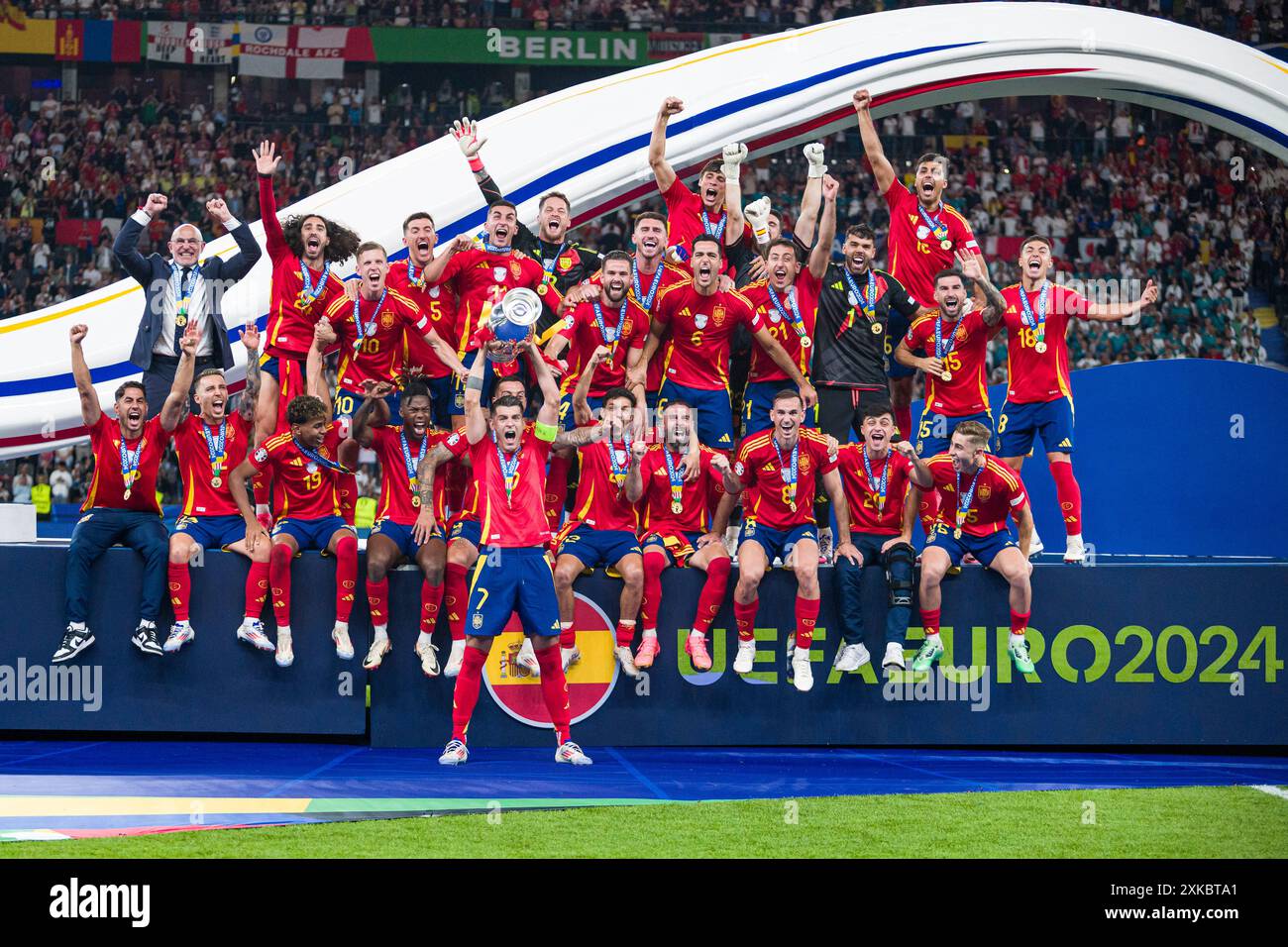 July 14, 2024, Berlin, Berlin, Germany: Alvaro Morata of Spain (C) and ...