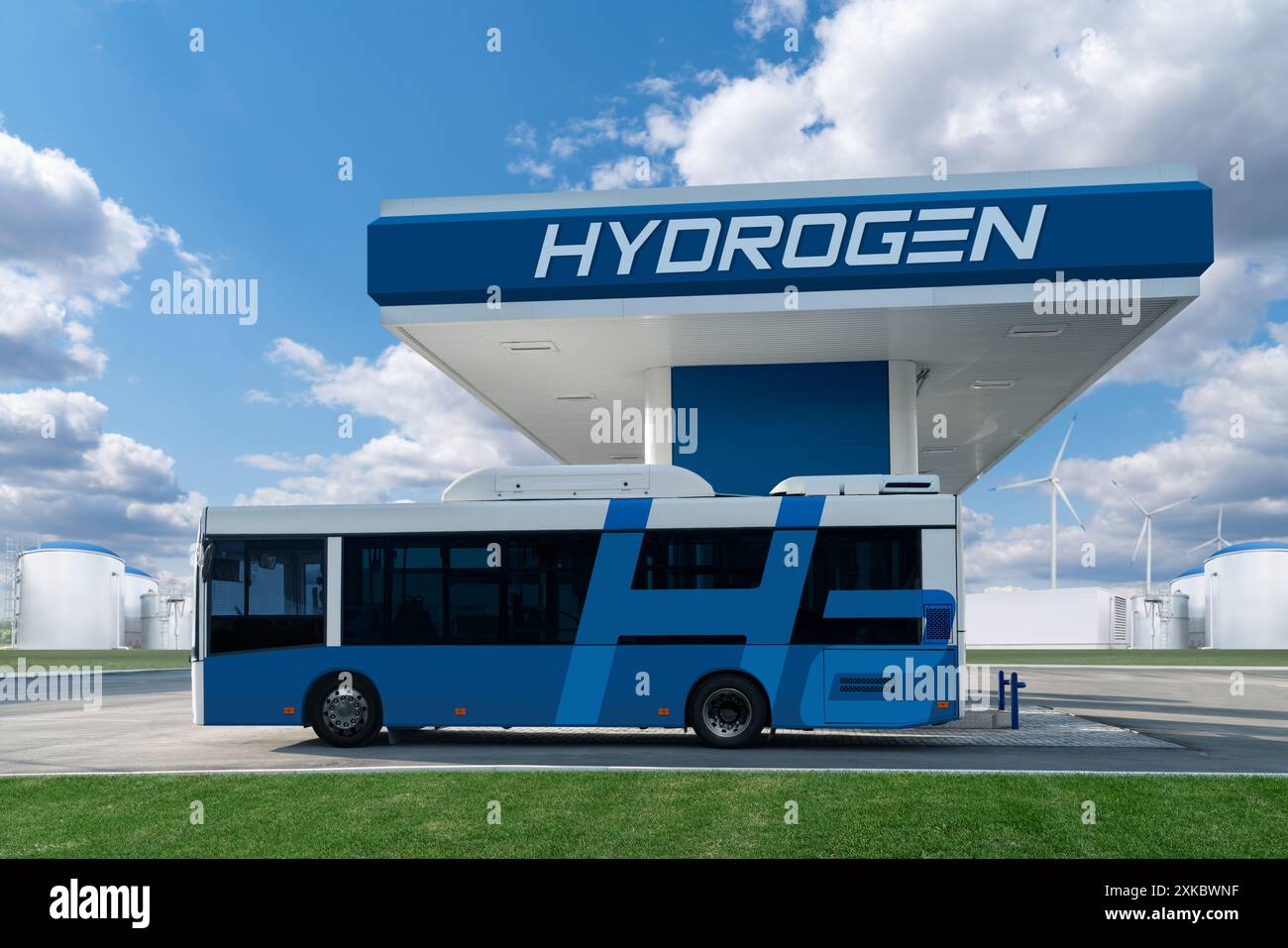 Fuel cell bus at the hydrogen filling station. Concept Stock Photo - Alamy