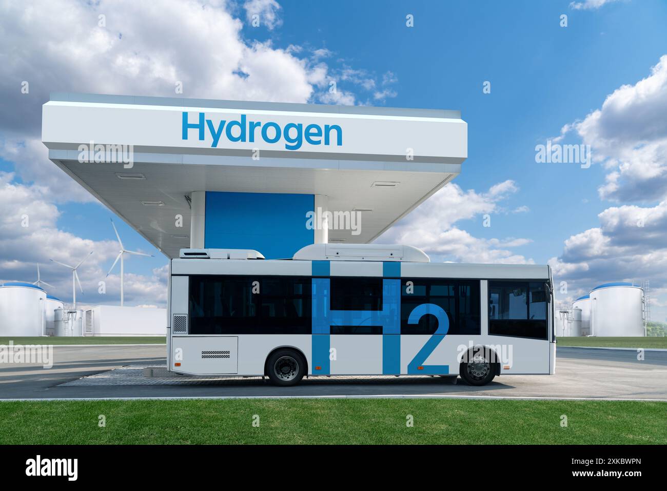 Fuel cell bus at the hydrogen filling station. Concept Stock Photo - Alamy