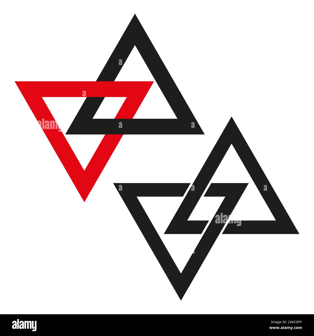 Interlocked triangle shapes. Red and black. Geometric abstract design ...