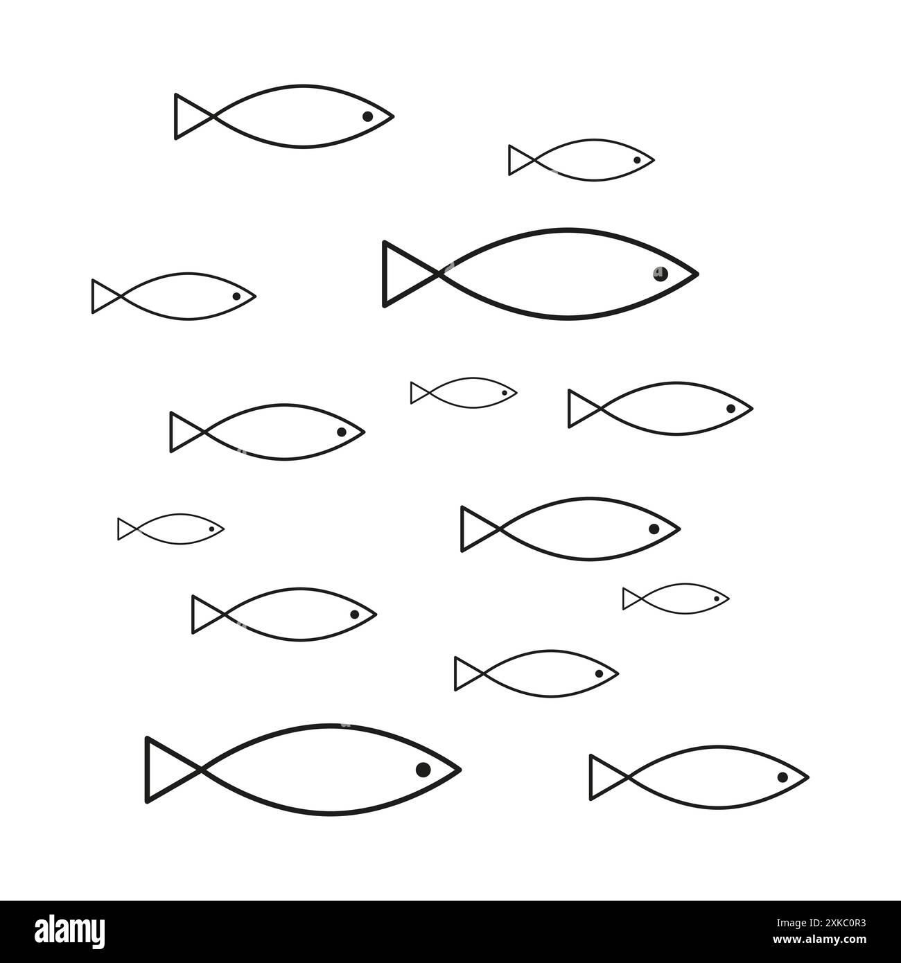 Abstract Fish Pattern. Vector Aquatic Design. Minimalist Fish Shapes ...