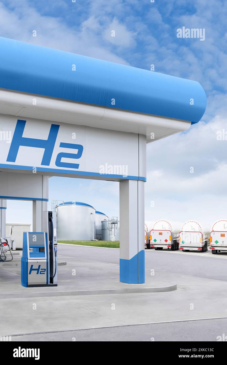Hydrogen refueling station with gas storage. Concept Stock Photo - Alamy