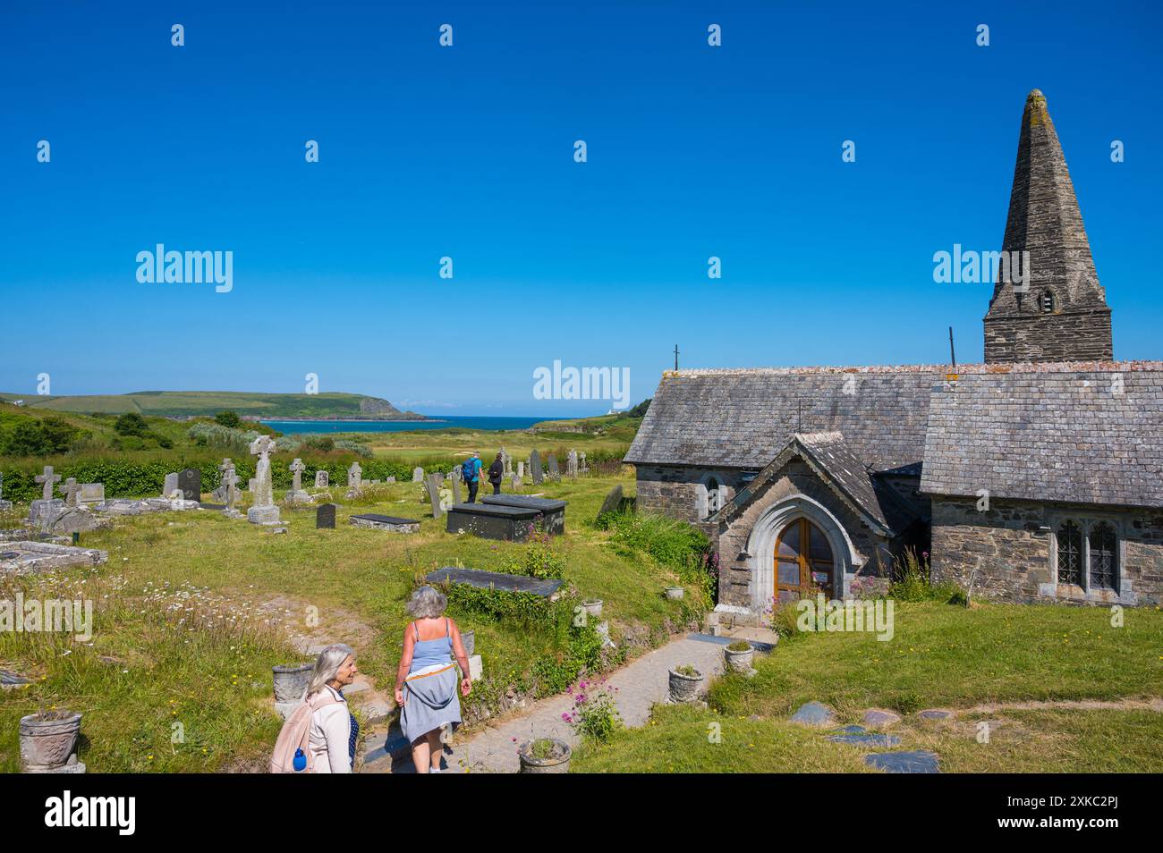 St Enodoc Church an Anglican chapel in the sand dunes above Daymer Bay ...