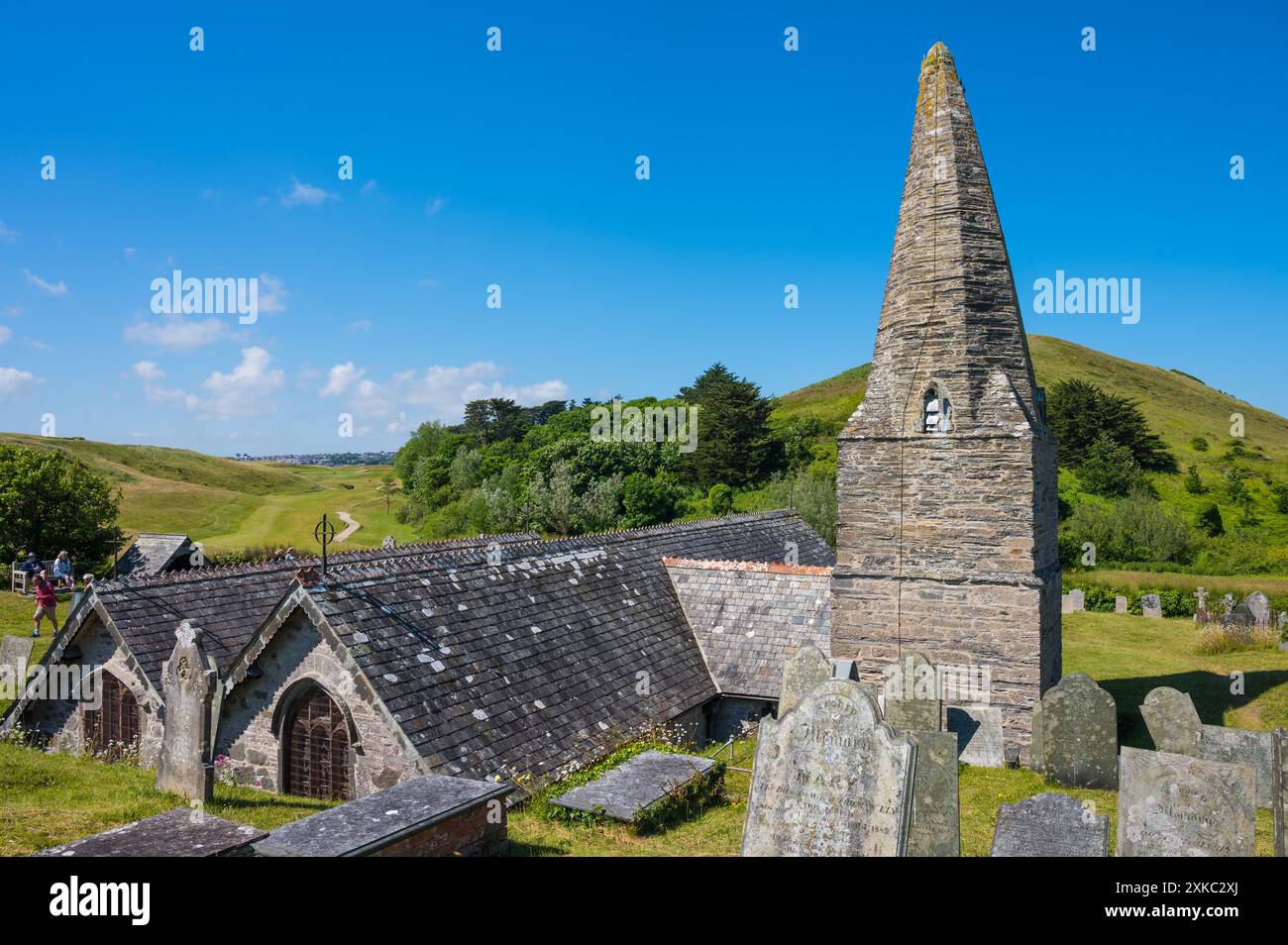 St Enodoc Church an Anglican chapel in the sand dunes above Daymer Bay ...