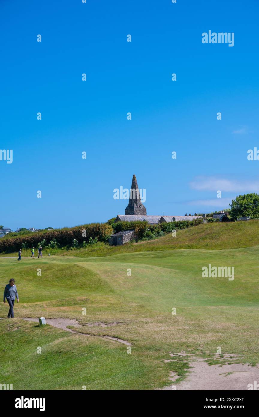 St Enodoc Church an Anglican chapel in the sand dunes above Daymer Bay ...