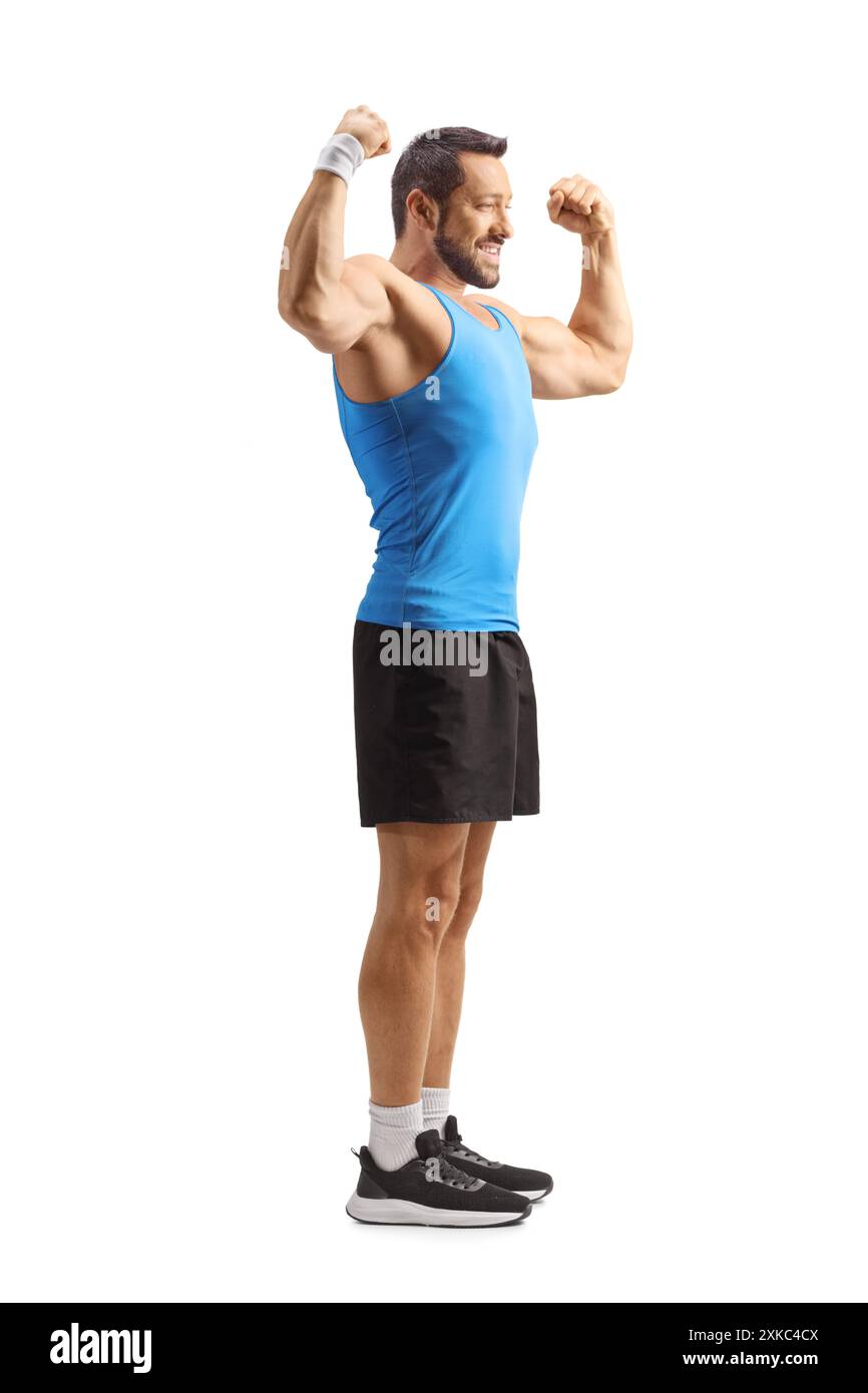 Strong man flexing muscles on Cut Out Stock Images & Pictures - Alamy