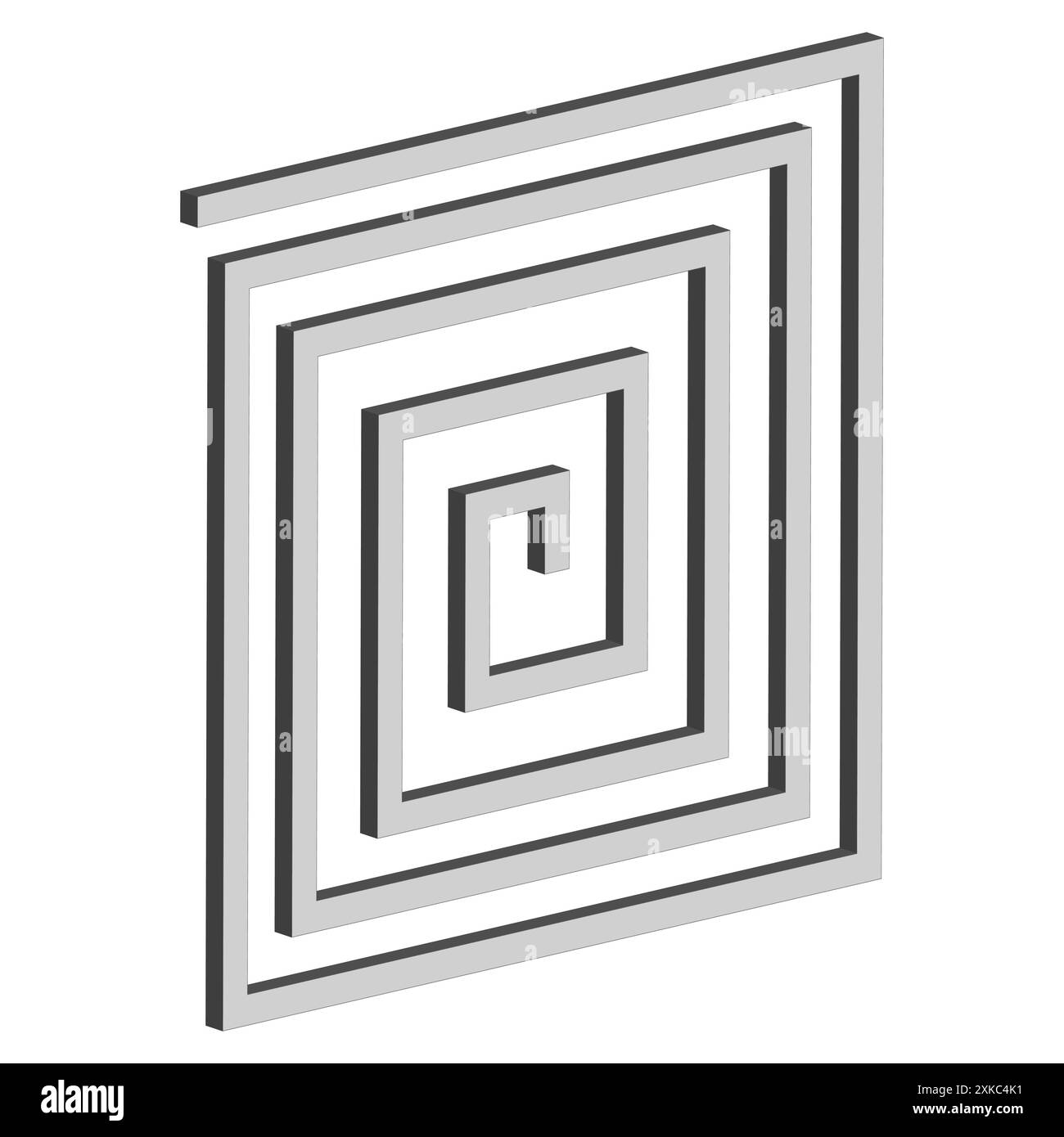 3D maze illustration. Isometric perspective. Black and grey. Vector ...