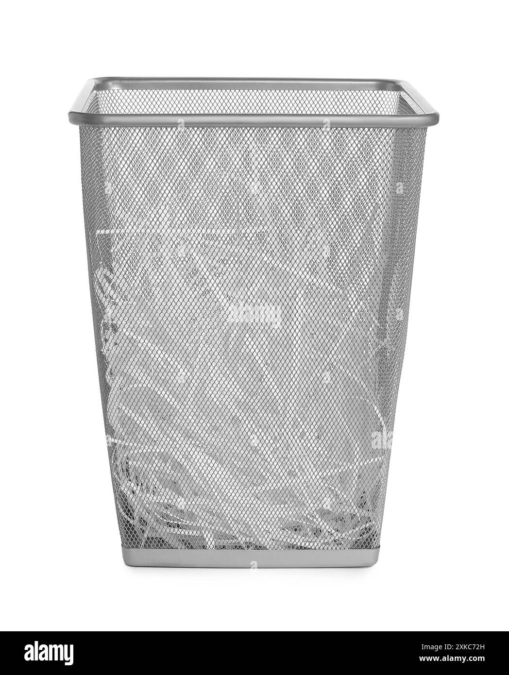 Shredded paper strips in trash bin isolated on white Stock Photo - Alamy