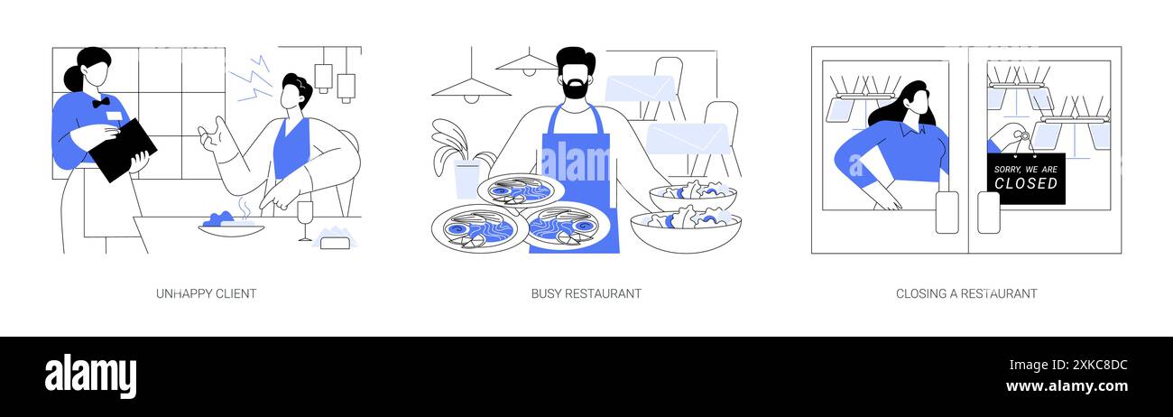 Restaurant routine isolated cartoon vector illustrations se Stock ...