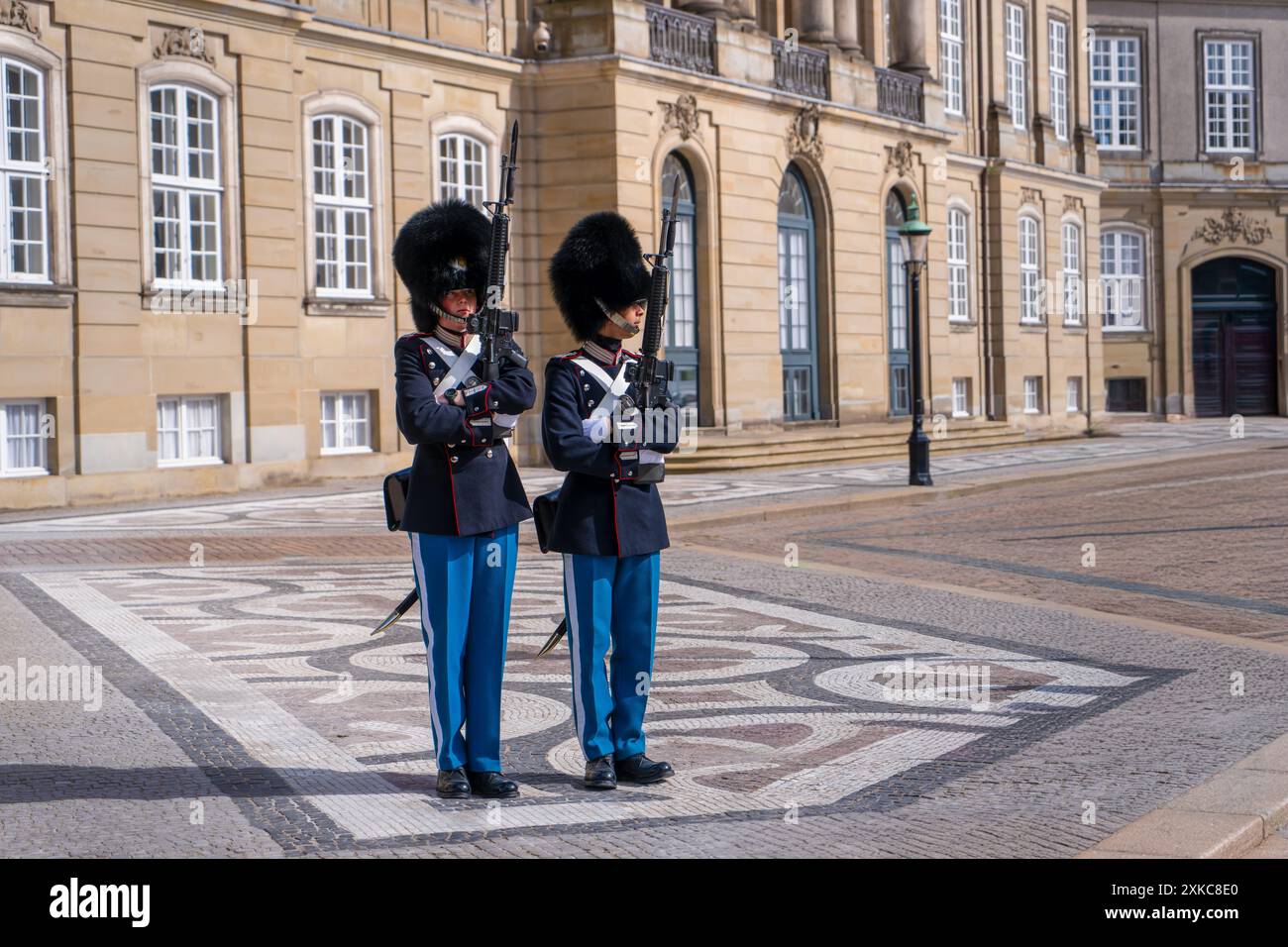 Copenhagen, Denmark - April 28, 2024: Two Royal Guards with rifles ...