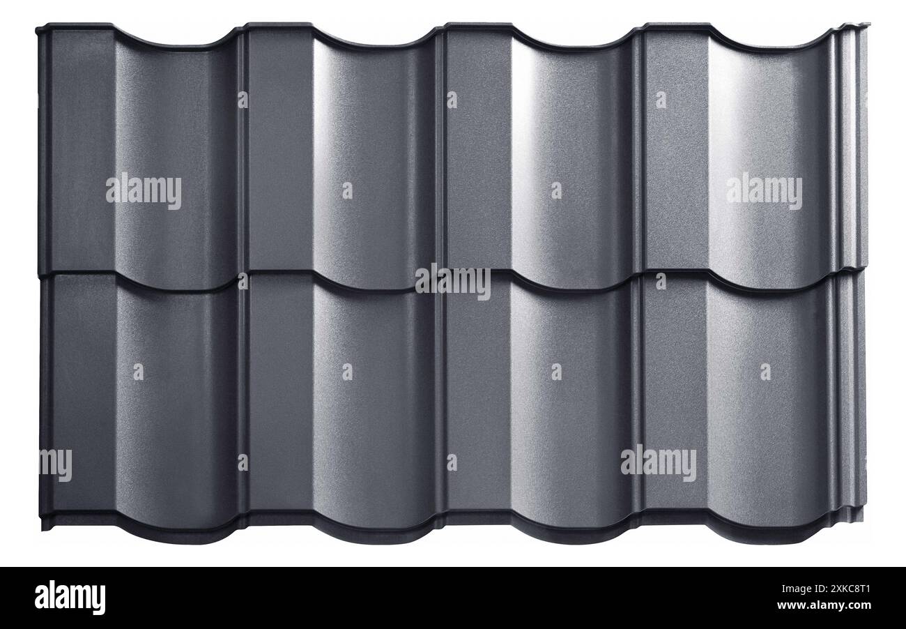 Lightweight galvanised steel roofing sheet isolated on white background ...