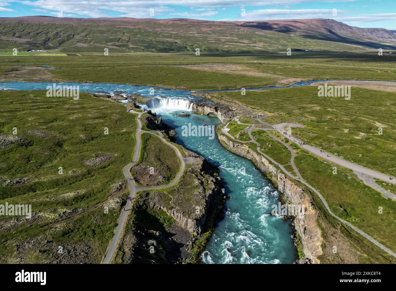 Aerial view of famous Godafoss waterfall in Iceland Stock Photo - Alamy