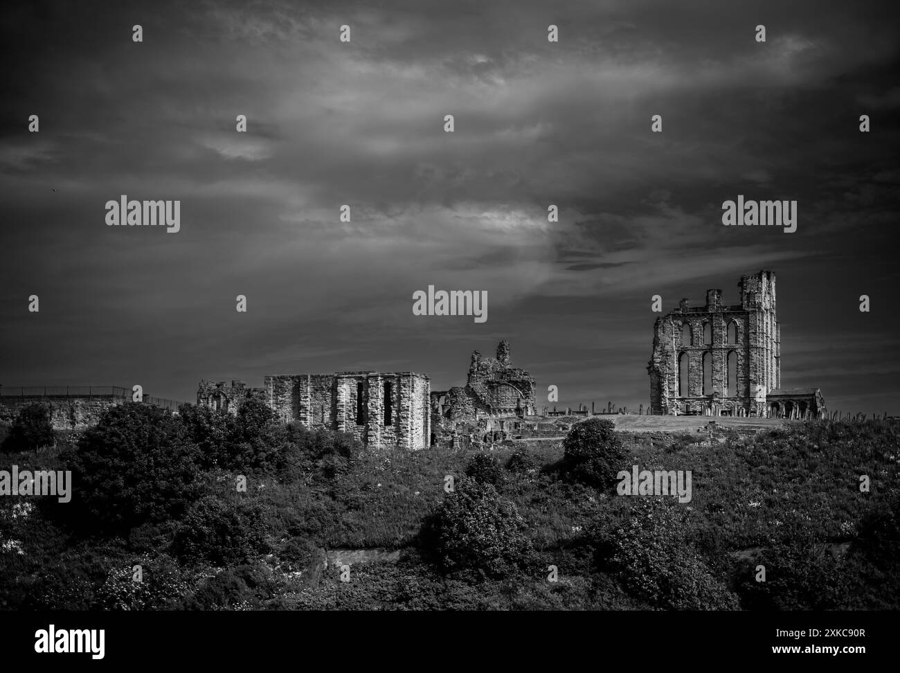 The historic ruins of the Tynemouth Priory and Castle overlooking the ...