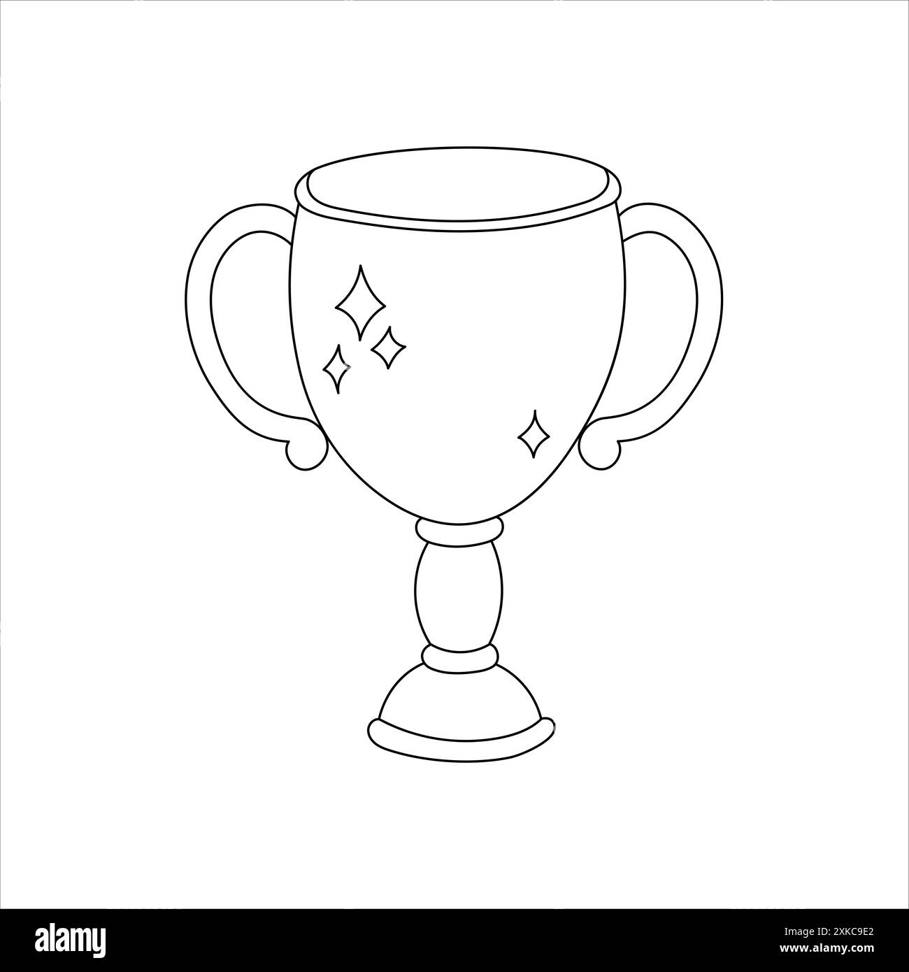 Doodle cup isolated vector illustration. Golden winner prize, award for ...