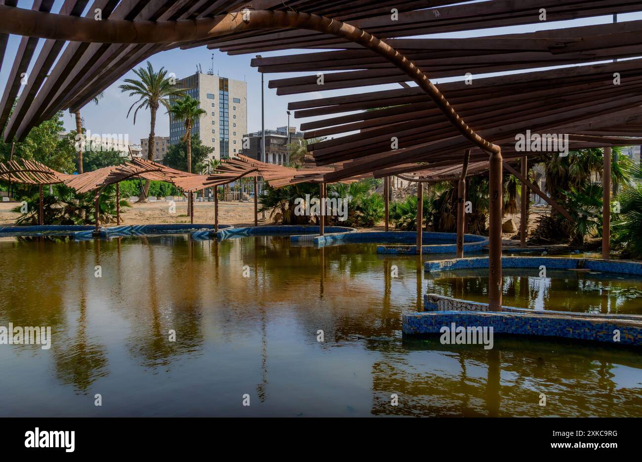 The oasis style pool in the downtown of Jeddah, a major Saudi city in ...