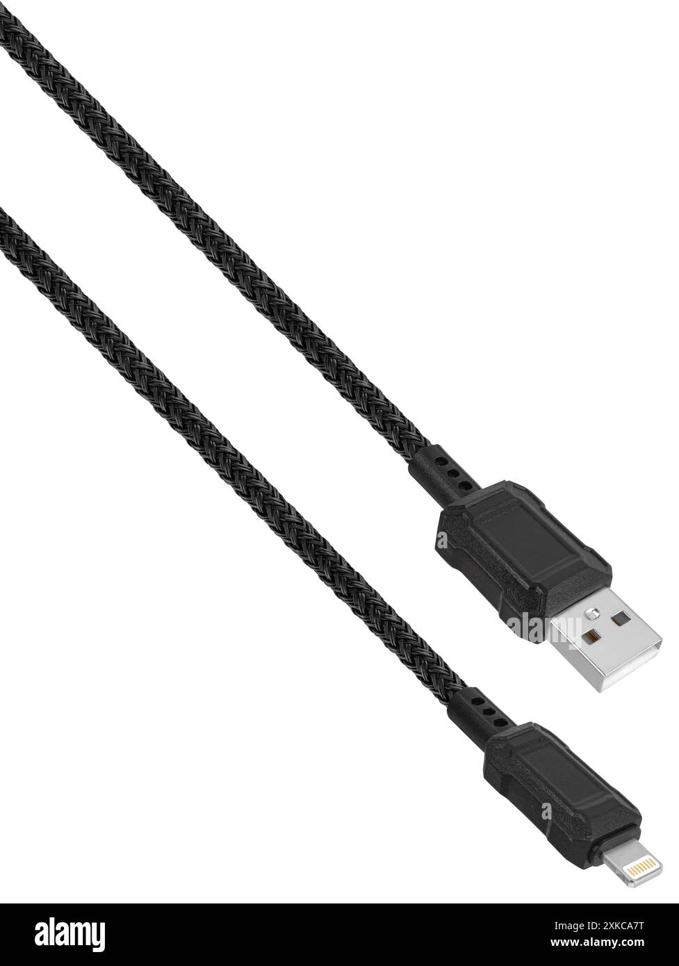 USB and Lightning connector cable insulated on white background Stock ...