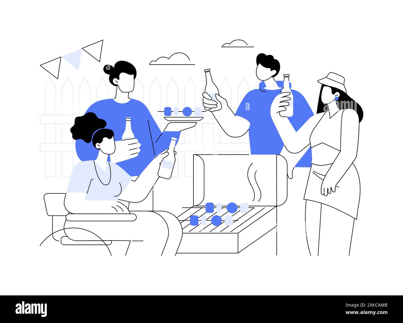 Vector illustration people having bbq Stock Vector Images - Alamy