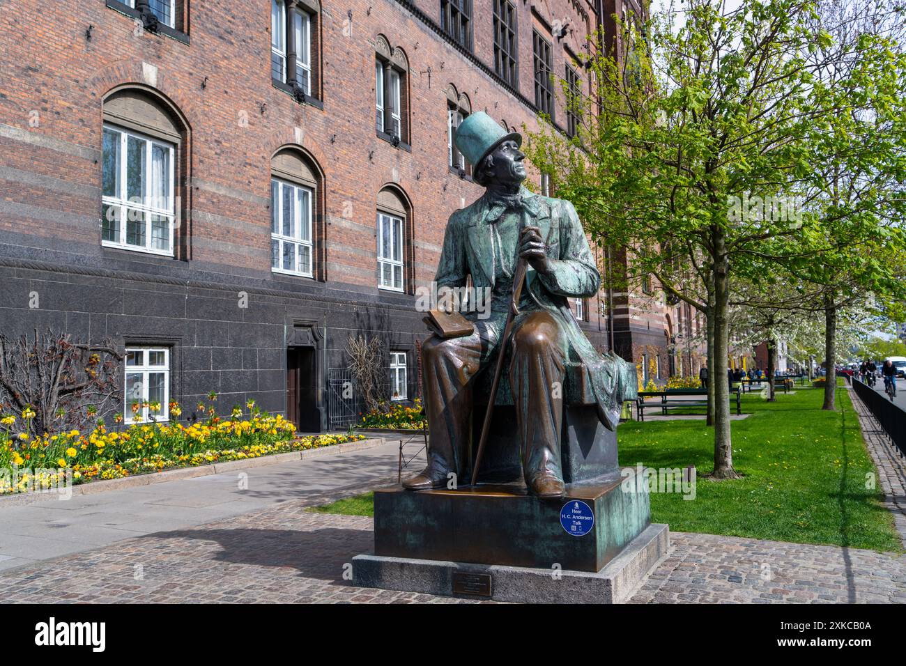 Copenhagen, Denmark - April 29, 2024: A bronze statue of Hans Christian ...