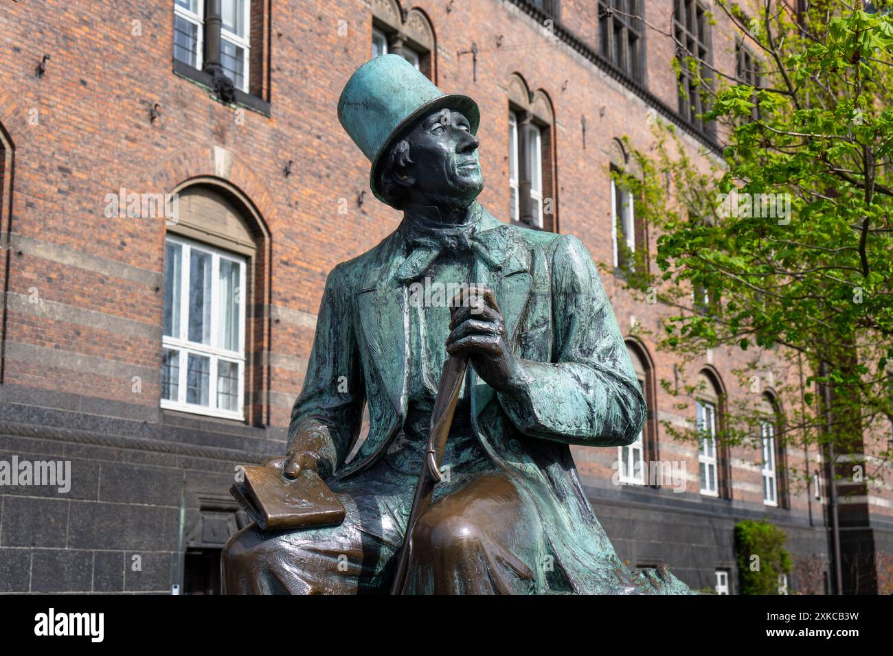 Copenhagen, Denmark - April 29, 2024: A bronze statue of Hans Christian ...