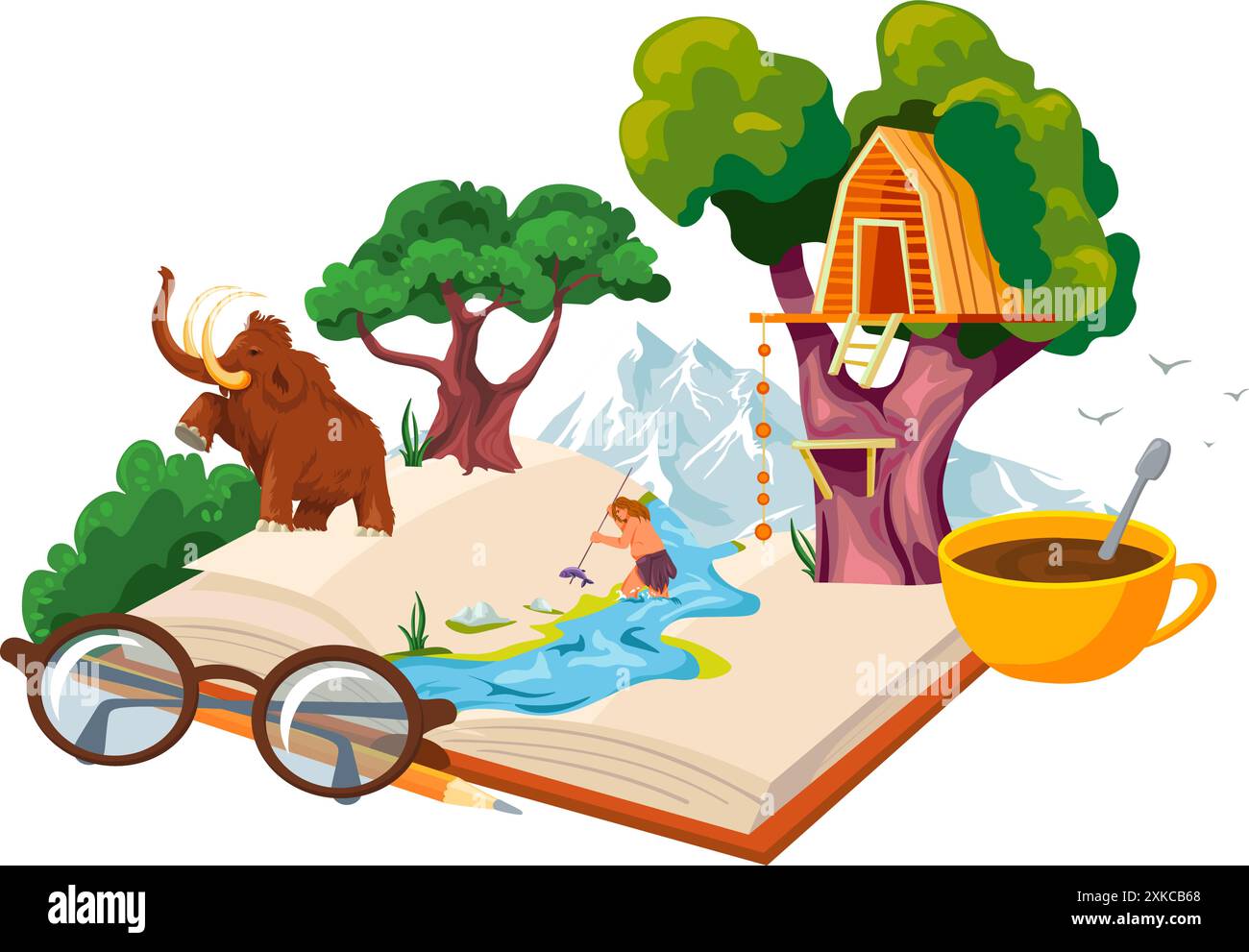 Storybook imagination. Fairy tale story book world enjoy reading, magic ...