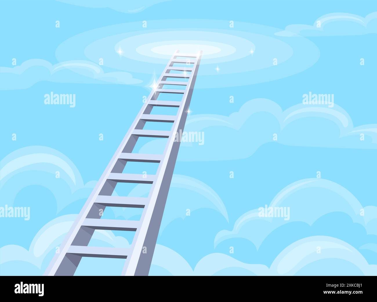 Ladder to cloud. Stairs ladders rise in ski, success opportunity growth ...