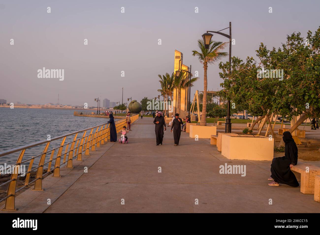 The Arab people including covered Muslim women on the Jeddah waterfront ...