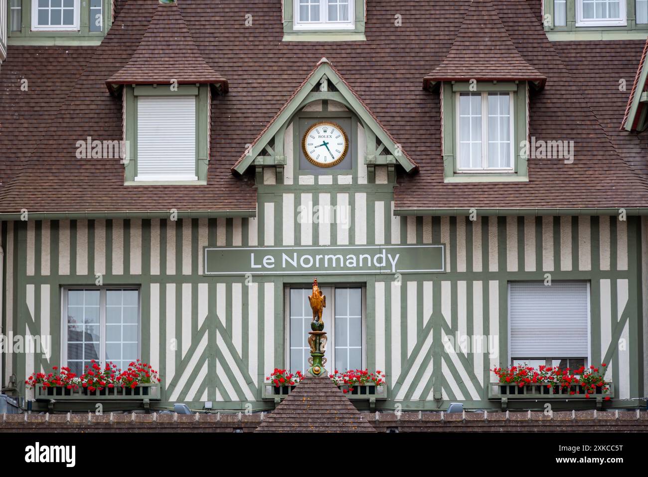 Detail of the facade of the Le Normandy Barrière hotel in Deauville ...