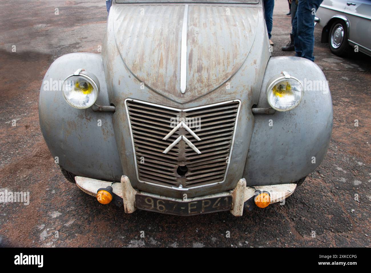 Front end of an old Citroen 2CV with patina, Grey Stock Photo - Alamy