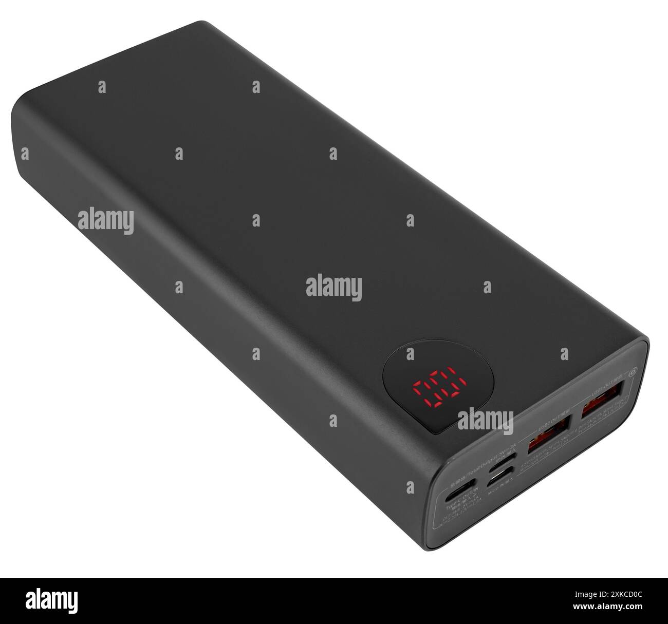 portable external battery for charging your phone on white background ...