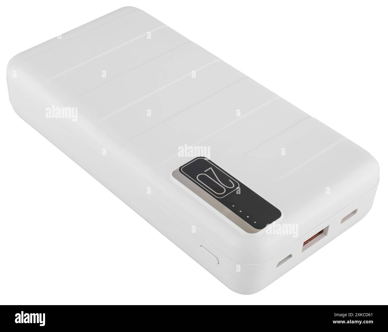 portable external battery for charging your phone on white background ...