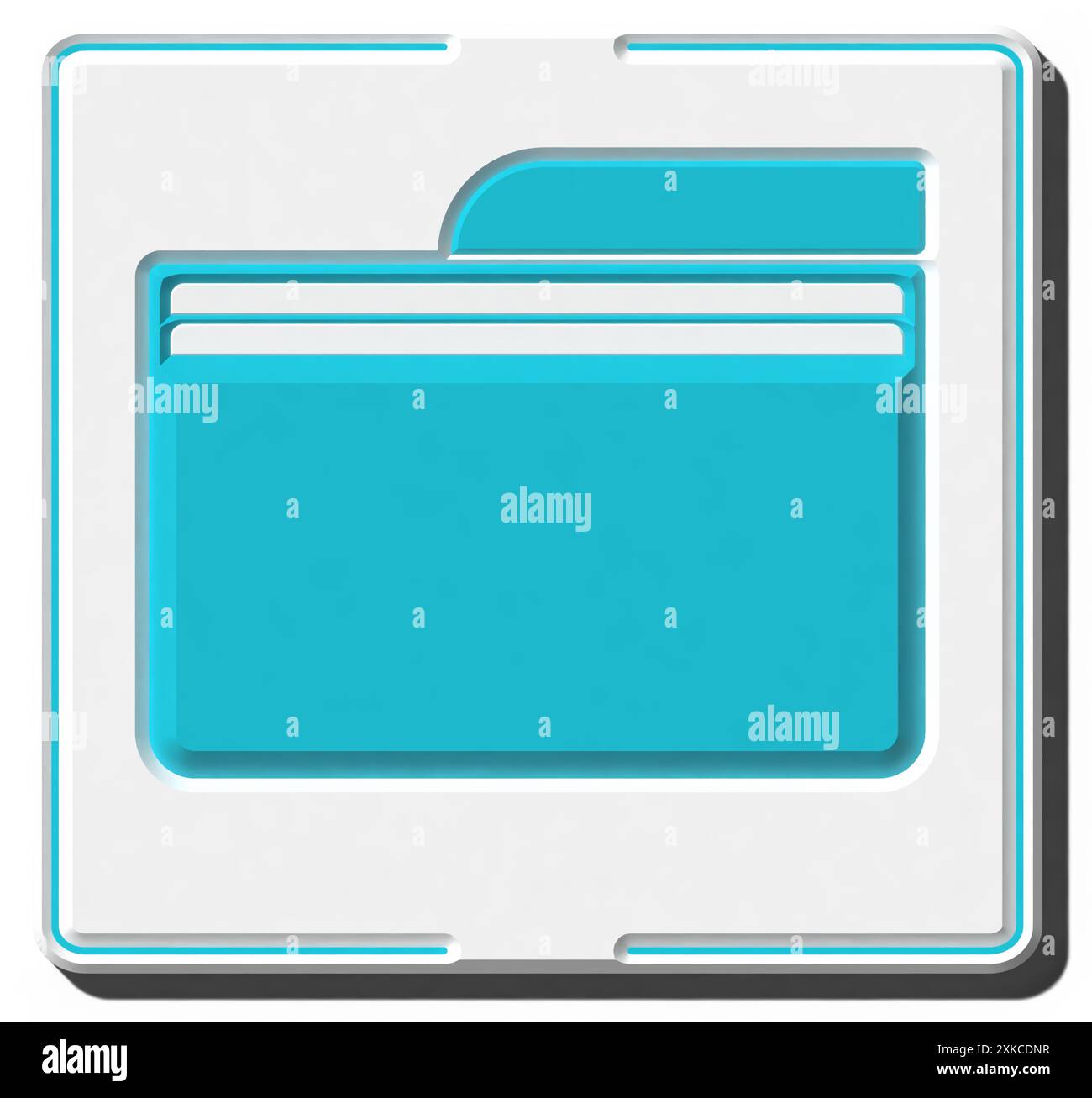 Blue folder with shadow on isolated background. 3D rendering ...